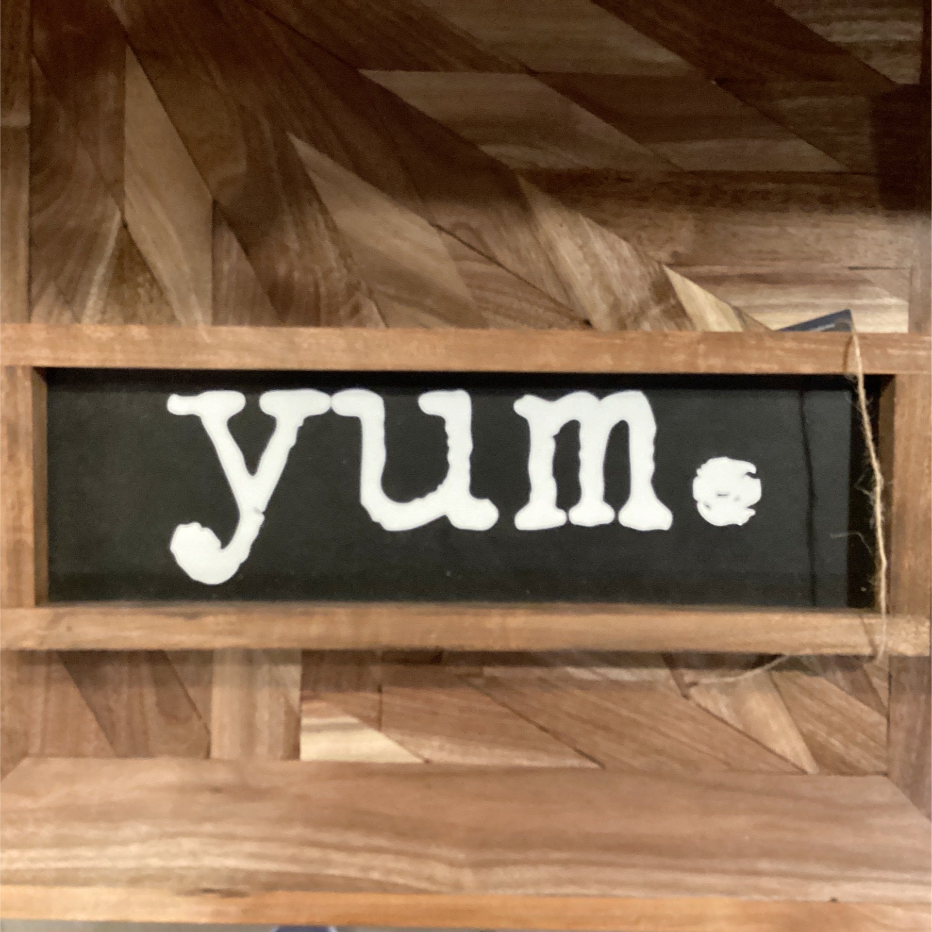 6” X 16” Wood Wrapped Sign - Yum, Black | MAK Home Furnishings